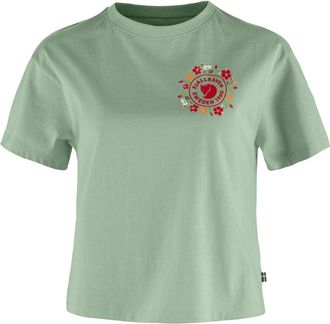 Fjällräven Damen Fjällblomster Logo W T-Shirt, Misty Green, X-Large
