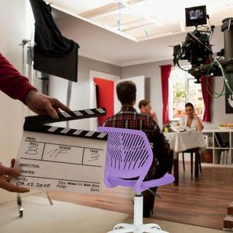 Furniture R Regiestuhl Drehstuhl Höhenverstellbar Drehbar 360 Grad Stuhl mit Lehne Stoff SGS Gasfeder PU Rollen 130kg