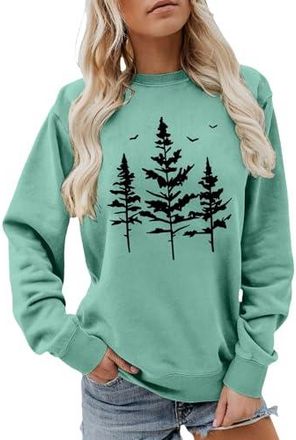 Generic Pull imprim&eacute; printemps automne hiver 2026 d&eacute;contract&eacute; manches longues col rond pull doux confortable mode pour un usage quotidien, Vert, XXL