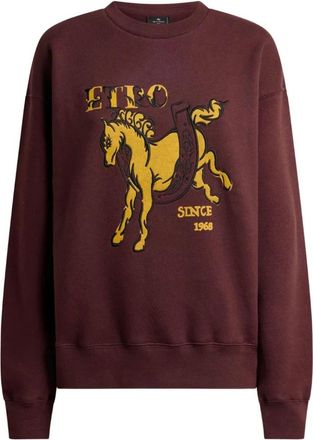 Etro Baumwoll-Sweatshirt mit Pegaso-Print und Logo - - Sweatshirts & Hoodies - Damen - Rot - L