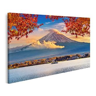 Islandburner Tableau sur Toile Montagne Fuji Lac Kawaguchiko Coucher de Soleil Automne Saisons Yamanachi Japon Cadre Affiche Poster Murale Tableaux