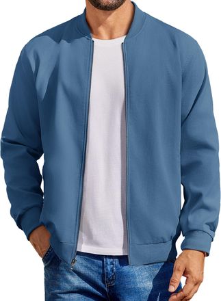 Coofandy Herren-Bomberjacke aus Baumwolle, leichte Fliegerjacken, l&auml;ssige Softshell-Universit&auml;tsjacke, navy, L