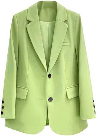 Generic Blazer à manches longues - Style décontracté - Épaules rembourrées - Coupe ajustée - Pour le travail et le bureau - Avec poches, Vert Fruit, XXL