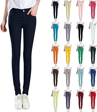 Generic Jean skinny pour femme - Taille haute - Stretch - Denim - Coupe ajustée - Jean crayon classique - Pantalon de course - Avec poches - Pantalon de loisi