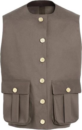 Barrie veste boutonnée à design sans manches - Marron