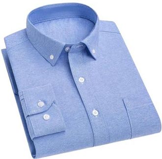 Generic Chemise en coton &agrave; manches longues pour homme - Motif &eacute;cossais Oxford - Style d&eacute;contract&eacute; - Solide - Imprim&eacute; r&eacute;gulier, Cx18, 4XL