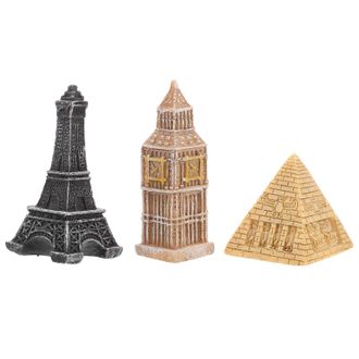 Artibetter MOTHNUR 3 St&uuml;ck Miniatur Weltbekannte Geb&auml;ude Deko Figuren Detailreiche Miniatur Statue Eiffelturm Pyramide Uhrturm Stilvolle Wohnraumdekoration f&uuml;r B