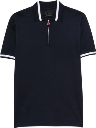Kiton Polo en coton finement c&ocirc;tel&eacute; &agrave; fermeture zipp&eacute;e - Homme - Tops - Bleu - Taille: M