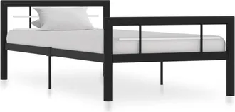 vidaXL Cadre de lit Noir et blanc M&eacute;tal 90 x 200 cm