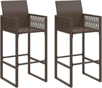 vidaXL Garten-Barhocker 2 Stk. Braun Poly Rattan - Vidaxl