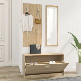 vidaXL 3-tlg. Flurm&ouml;bel-Set Sonoma-Eiche Holzwerkstoff Vidaxl 13925