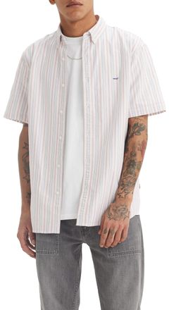Levi's Herren SS Authentic Hemd mit Button-Down-Kragen, Cupertino Stripe BRI, XXL