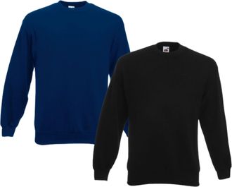Fruit Of The Loom 2er Herren Sweatshirt Classic Set In Sweat M L XL XXL 3XL 4XL 5XL| Oeko-Tex Zertifiziert |Verschiedene Farbsets & HLKauf-Block(1x Schwarz, 1x Navy & 1