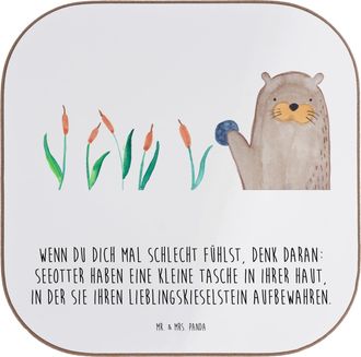 Mr. & Mrs. Panda Untersetzer f&uuml;r Gl&auml;ser Otter Stein - Geschenk, Fun Facts, Tischschoner, Coaster, Seeotter, Pflanzen, Holzuntersetzer, gl&auml;seruntersetzer, Witzige Fakte