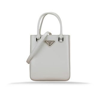 Prada Schultertasche aus geb&uuml;rstetem Leder - - Bags - Damen - Wei&szlig; - ONE SIZE