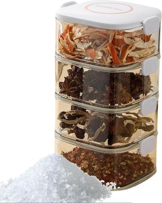 Generic Transparente Gew&uuml;rzbox, Gew&uuml;rzdose f&uuml;r Gew&uuml;rzdosen, Gew&uuml;rzregal, Gew&uuml;rzdosen, Zuckerdose, transparent, stapelbar, f&uuml;r Kardam