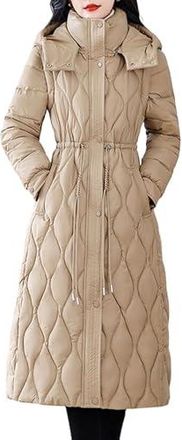 Generic Manteau long matelass&eacute; &agrave; capuche amovible pour femme - Coupe ajust&eacute;e - Veste dhiver &eacute;l&eacute;gante et chaude pour femme, kaki, 3XL