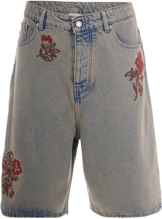Dr&ocirc;le de Monsieur Homme, Shorts, Gris, Taille: L Short en jean avec broderies florales