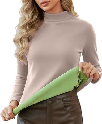 Generic sous Pull Femme Haut Thermique Femme sous Pull Thermique Femme Doux Glamour Manches Longues Slim Col Demi Haut Uni Ou Multicolore avec Fermeture &Eacute;clai