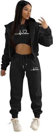 Generic Ensemble de salon pour femme de couleur unie d&eacute;contract&eacute; &agrave; deux pantalons avec petits pieds, col rond et manches longues, ensemble de v&ecirc;tements de d&eacute;t