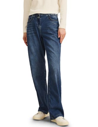 Cecil Damen B378648 Wide Leg Jeans, mid Blue Used wash, 36 W/30 L
