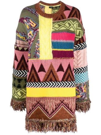 Etro robe en maille à franges - Vert