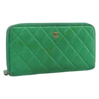 Chanel Pre-owned Long Wallet - Femme - Pre-owned - Vert - Taille: ONE Size