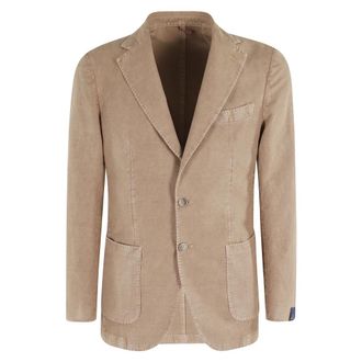Santaniello Tabak Baumwoll Leinen Jacke mit Revers - - Jackets - Herren - Braun - S