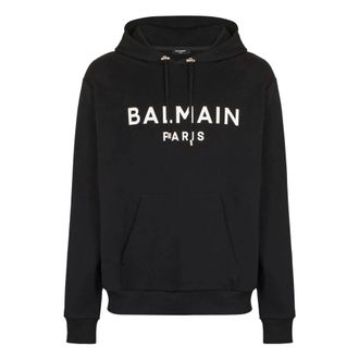 Balmain Femme, Sweatshirts et sweats &agrave; capuche, Noir, Taille: 38 FR Sweat &agrave; capuche en coton imprim&eacute;