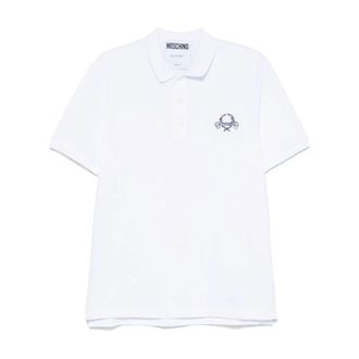 Moschino Homme, Tops, Blanc, Taille: XL Polo avec logo de lours en peluche