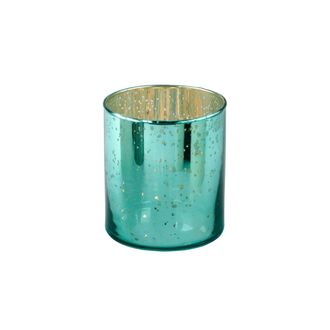 Gift Company Rapsody Windlicht, Teelichthalter, Kerzenhalter, Glas, Neon Aqua, H 9 cm, 1097201090