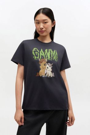 Ganni gemischt T-Shirt aus Baumwolle mit Grafik Bio-Baumwolle - Gr&ouml;&szlig;e XS