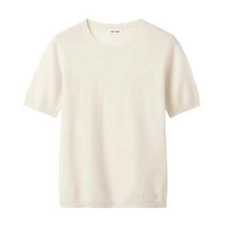 Soft Goat Cashmere Pullover mit kurzen &Auml;rmeln - - Knitwear - Damen - Wei&szlig; - M
