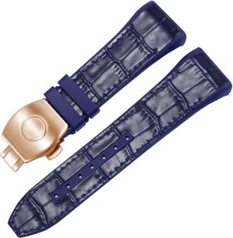 Generic LXGGUC Für Franck Muller V45 Serie 28mm Nylon Echtleder Silikon Schwarz Blau Faltschließe Uhrenarmband
