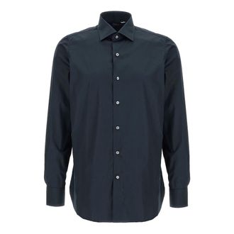 Finamore Napoli Baumwoll-Popeline-Hemd - - Shirts - Herren - Blau - M