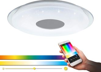 Eglo Eglo 32343 LED Deckenleuchte Crosslink LANCIANO-C weiss, transparent H:8cm Ø:56cm dimmbar 2700-6500K mit Connect Funktion