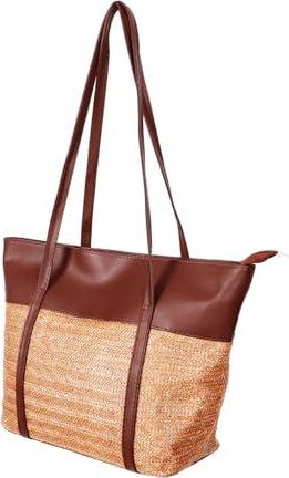 Yardwe Sac Cabas Tiss&eacute; Paille Capacit&eacute; Spacieuse avec Bandouli&egrave;re Unique L&eacute;ger et Pratique pour Femmes Plage et Voyage