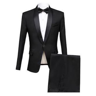 Generic Ensemble 2 pi&egrave;ces pour homme - Coupe ajust&eacute;e - Blazer &agrave; un bouton - Veste ch&acirc;le - Revers - Pantalon de smoking, blanc, XXL