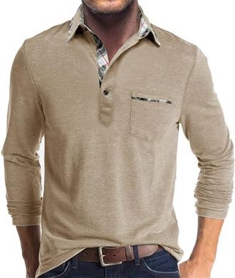 Generic Polo &agrave; manches longues pour homme, tendance, tennis, golf, d&eacute;contract&eacute;, d&eacute;contract&eacute;, respirant, haut classique, &eacute;l&eacute;gant, sport, bureau, chemise basiqu