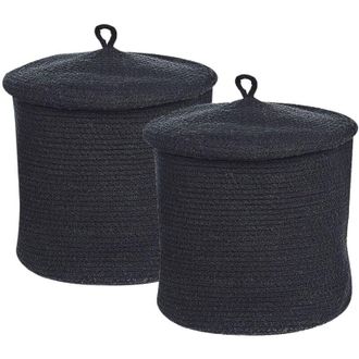 Beliani Beliani - Paniers en Coton Noirs Ronds 33 cm Corbeille &agrave; Linge Tress&eacute;e Lot de 2 Silopi
