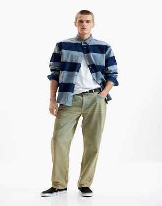 Desigual Gestreiftes Jeanshemd in Blau