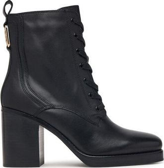 Tommy Hilfiger Schn&uuml;rschuhe Ltr Square Toe Heel Lace-Up Boot FW0FW09554 Schwarz