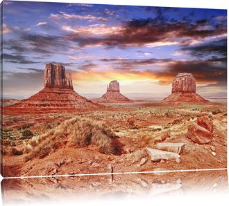 Pixxprint Utah Monument Valley, Größe: 100x70cm, Leinwandbild, fertig gespannt, Wandbild, Dekoration, Kunstdruck, kein Poster