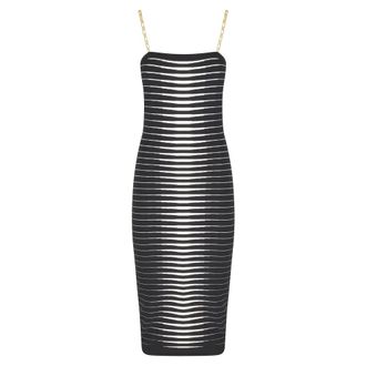 Elisabetta Franchi Femme, Robes, Noir, Taille: 38 FR Robe en maille &agrave; motif z&egrave;bre jacquard