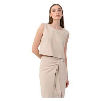 Kocca Femme, Tops, Beige, Taille: 42 FR Tailored Cropped Vest Style Top