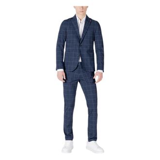 Mulish Karierter Anzug mit Reverskragen - - Suits - Herren - Blau - 3XL