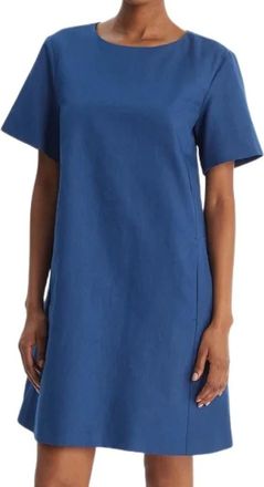 Max Mara Femme, Robes, Bleu, Taille: 40 FR Cotton and Linen Canvas Short Dress
