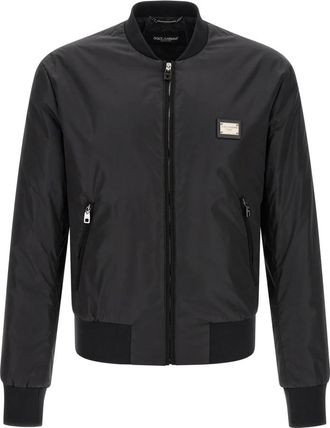 Dolce & Gabbana Homme, Vestes, Noir, Taille: 3XL Nylon Bomber Jacket