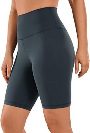 CRZ YOGA Femmes Naked Feeling Sentiment Nu Yoga Cycliste Shorts - 20cm Taille Haute Entraînement en Cours Motard Shorts Mélanite 46