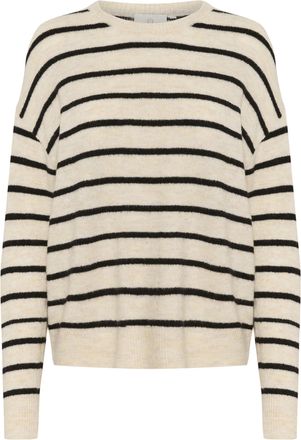 Kaffe Strickpullover KAlida M, Feather Gray Mel/Black Stripe M